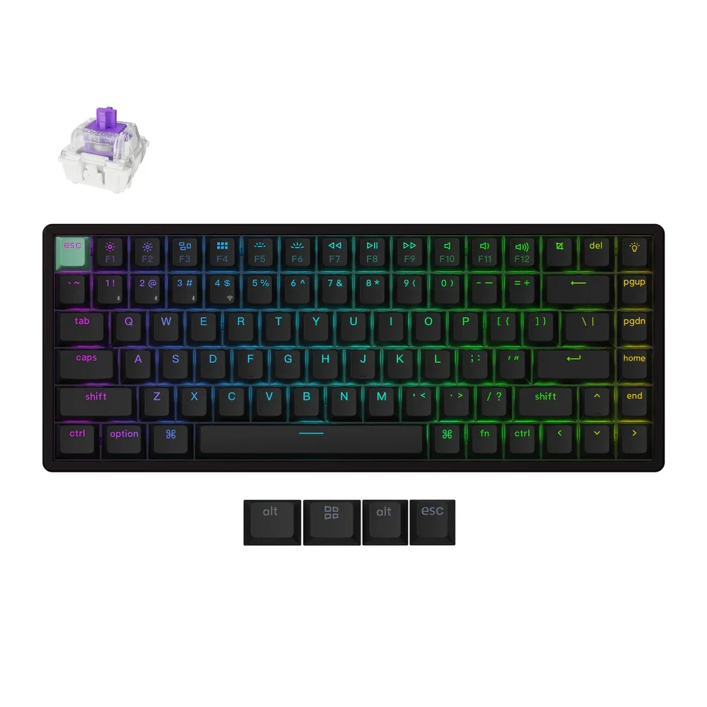 K2 HE Swappable RGB Backlight Aluminum Nebula Switch - Black | EZ Store